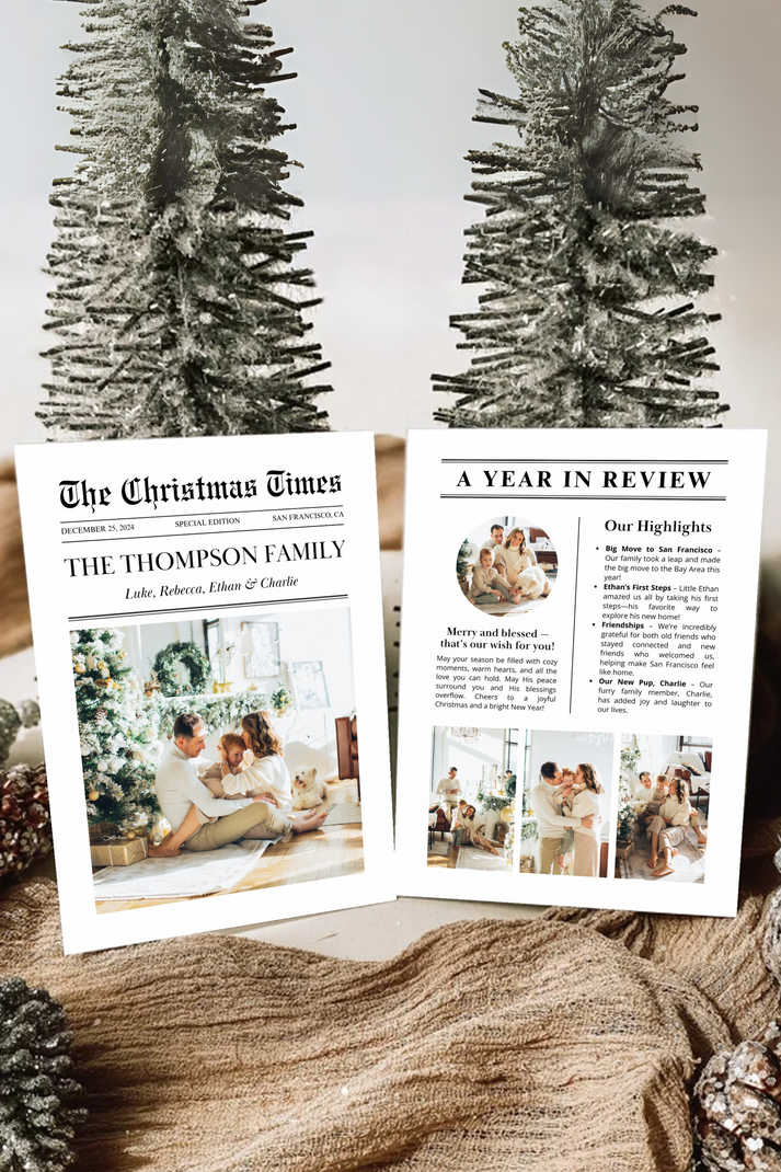Newspaper Holiday Card Printable Template
